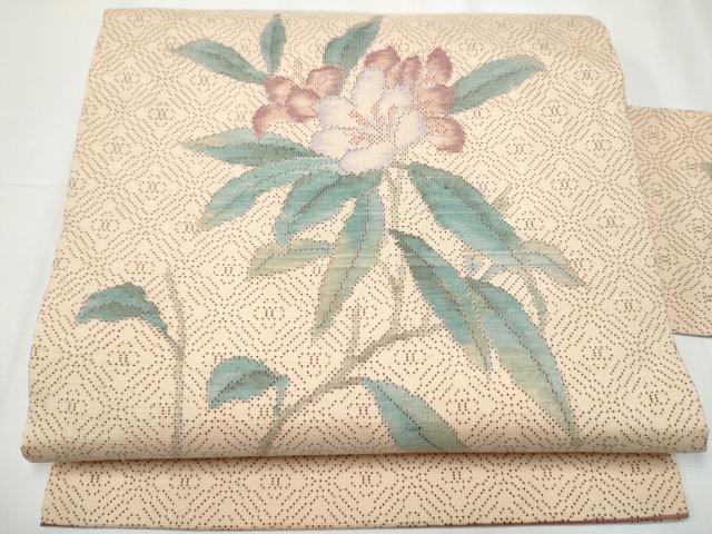 平和屋着物●本場大島紬　7マルキ　総絣　九寸名古屋帯　枝花文　正絹　逸品　CABB0493hy