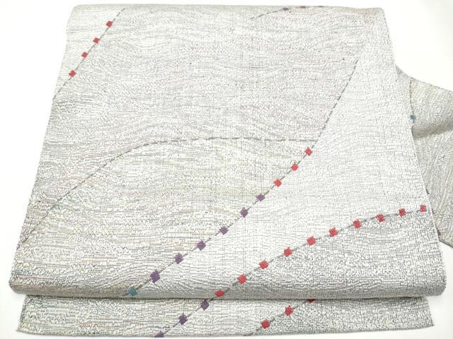 平和屋着物●本場筑前博多織　八寸名古屋帯　抽象文　正絹　逸品　CABB0498hy