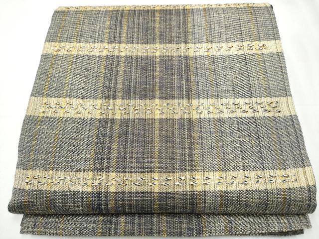 平和屋着物●全通柄袋帯　横段文　金糸　正絹　逸品　CABB0525hy