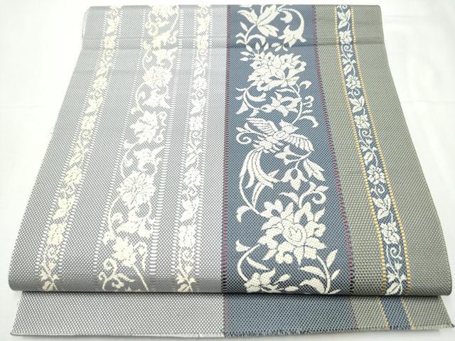 平和屋着物●博多織人 黒木織物 本場筑前博多帯　八寸名古屋帯　一重帯　更紗花唐草文　正絹　逸品　CABB0567hy