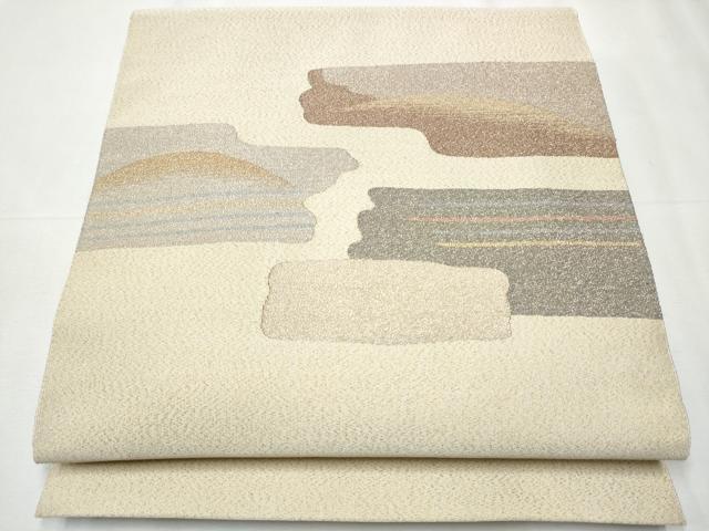 平和屋着物●爪掻き本綴れ　八寸名古屋帯　霞文　金銀糸　正絹　逸品　CABB0596hy