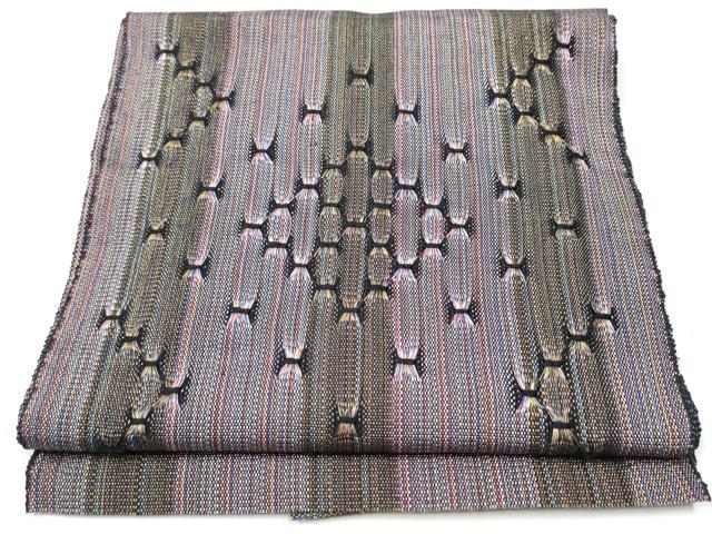 平和屋着物●八寸名古屋帯　もじり織　縞　正絹　逸品　CABB0603hy