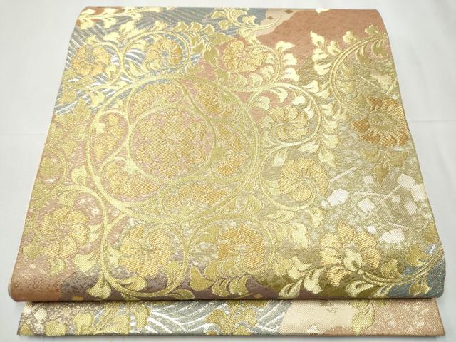 平和屋着物●西陣　川島織物　六通柄　本袋帯　花唐草文　金銀糸　正絹　逸品　CABB0653hy