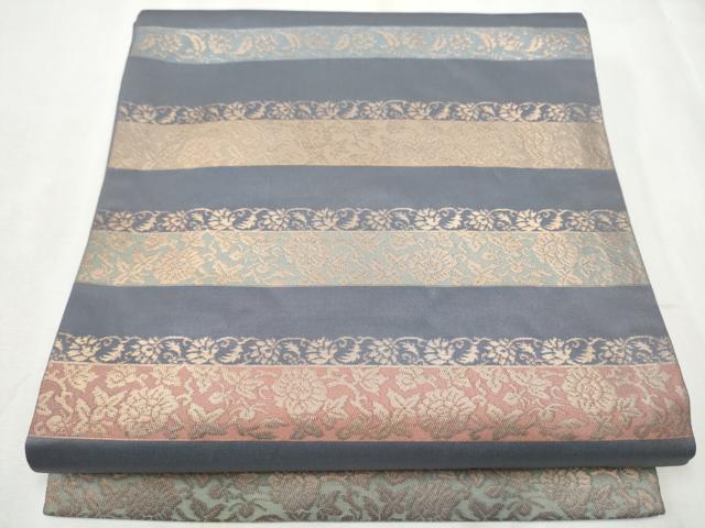 平和屋着物●九寸開き名古屋帯　古代裂間道　本燻金　正絹　逸品　CABB0678hy