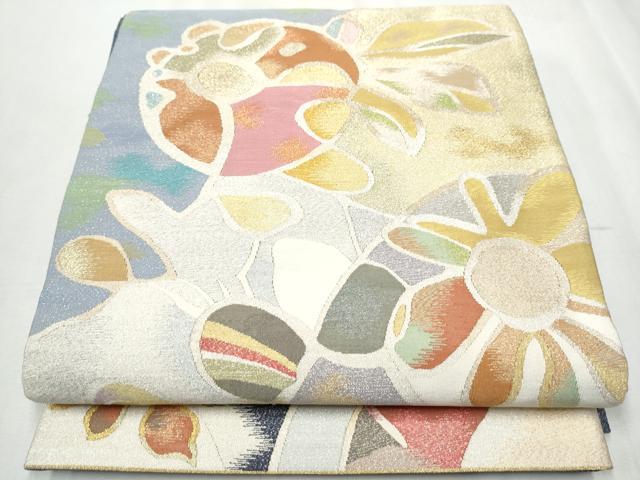 平和屋着物●爪掻き本綴れ　六通柄袋帯　舞花文　金銀糸　正絹　逸品　CABB0683hy