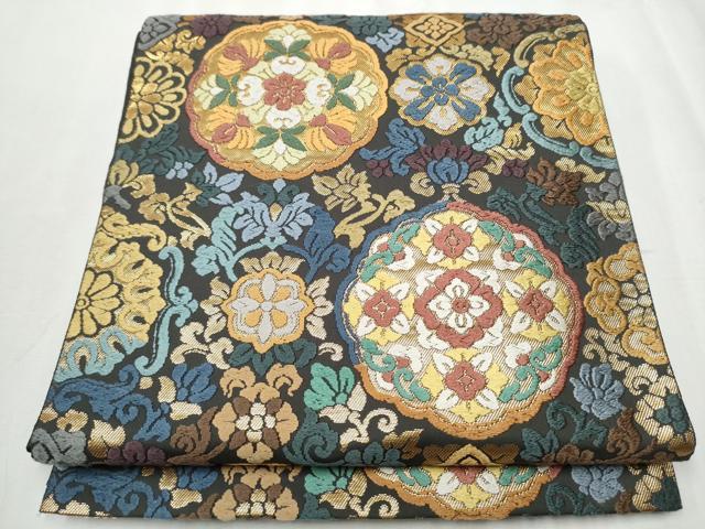 平和屋着物●六通柄袋帯　唐衣織　有職鏡飾文　正絹　逸品　CABB0684hy