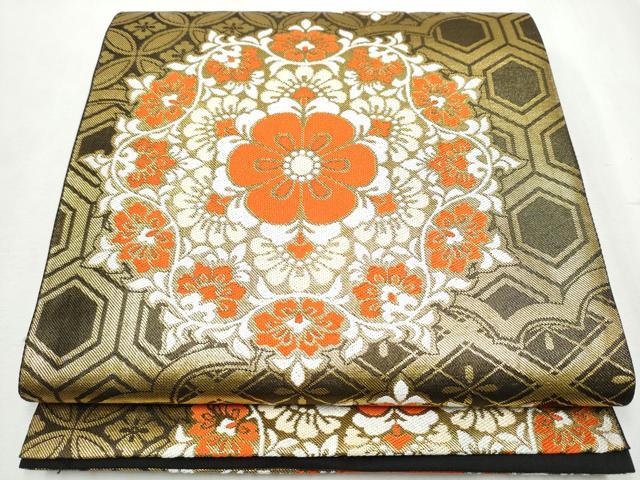 平和屋着物●西陣　川島織物　六通柄　本袋帯　花唐草文　金糸　正絹　逸品　CABB0689hy