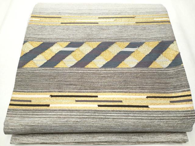 平和屋着物●爪掻き本綴れ　両面　太鼓柄袋帯　すくい織　紗線文　金糸　正絹　逸品　CABB0718hy