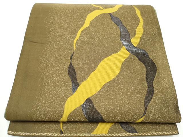 平和屋着物●六通柄袋帯　抽象文　金糸　正絹　逸品　CABB0745hy