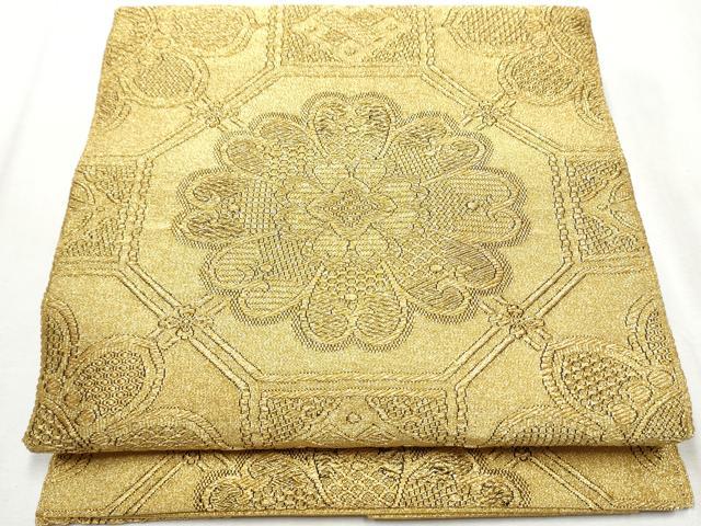 平和屋着物●八寸名古屋帯　綴れ　手工芸　職工花文　金糸　正絹　逸品　CABB0768hy