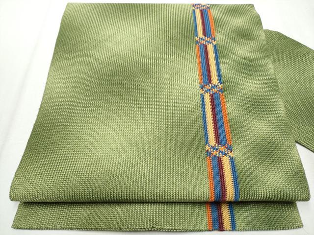 平和屋着物●八寸名古屋帯　組織　間道　正絹　逸品　CABB0773hy