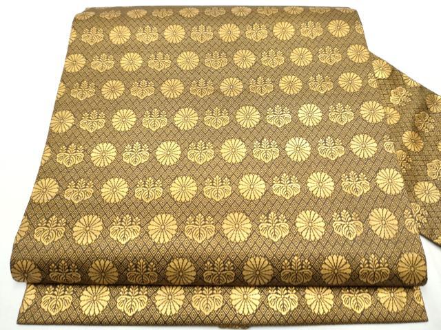 平和屋着物●全通柄　九寸名古屋帯　菊桐文　金糸　　正絹　逸品　CABB0774hy