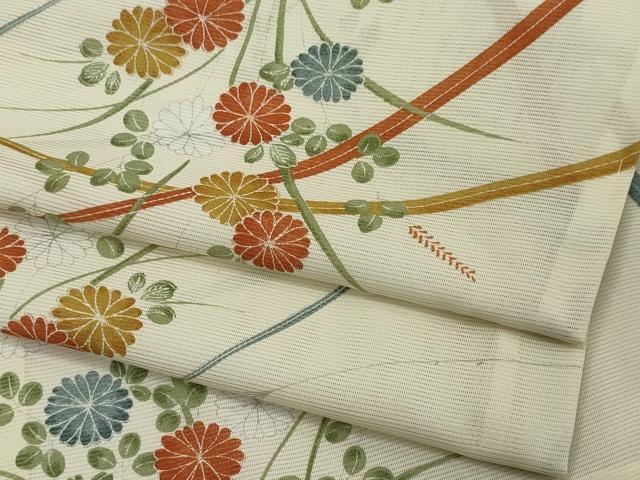 平和屋着物＊夏物　小紋　絽　草花文　洗える着物　CABB1707ou