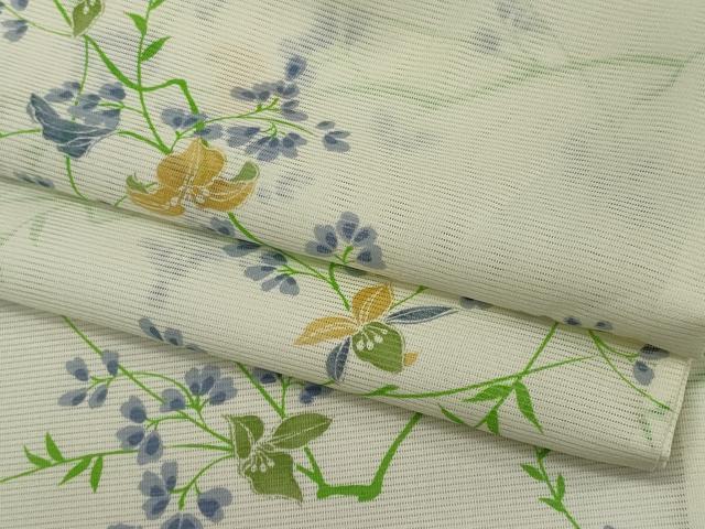 平和屋着物＊夏物　小紋　絽　枝花文　洗える着物　CABB1709ou