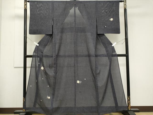 平和屋着物＊夏物　訪問着　絽　刺繍　草花文　金糸　正絹　逸品　CABB1714ou