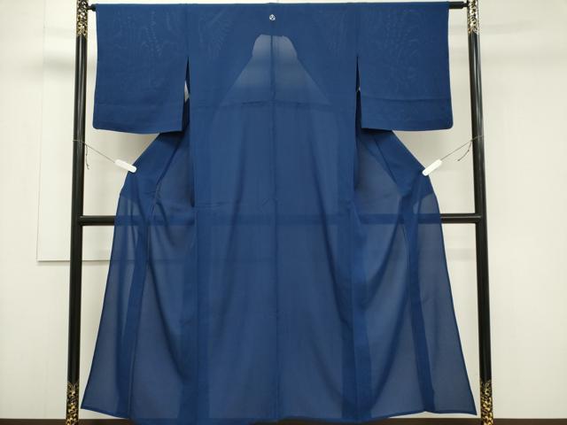 平和屋着物＊夏物　色無地　絽　瑠璃紺色　正絹　逸品　CABB1721ou