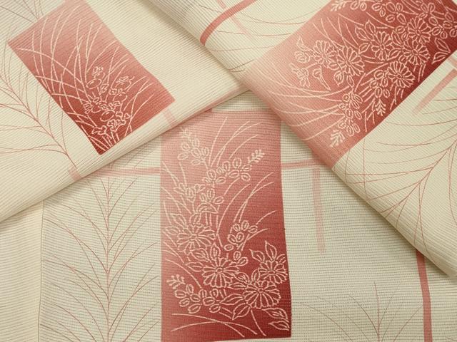 平和屋着物＊夏物　小紋　絽　色紙草花文　暈し染め　正絹　逸品　CABB1724ou