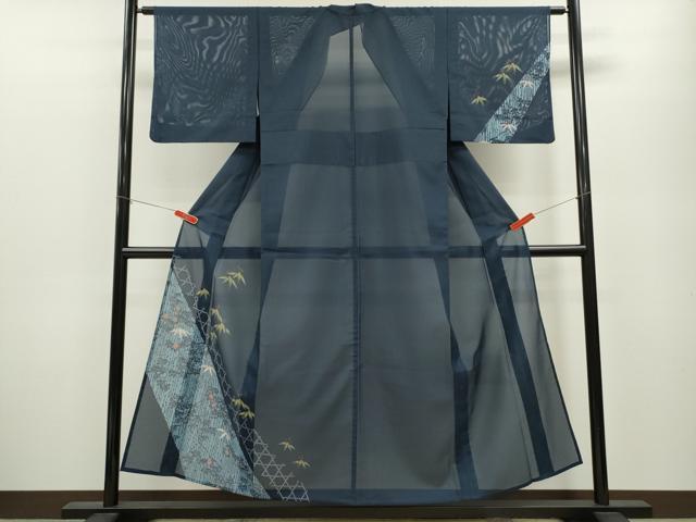 平和屋着物＊夏物　訪問着　絽　網目笹文　洗える着物　CABB2095ze