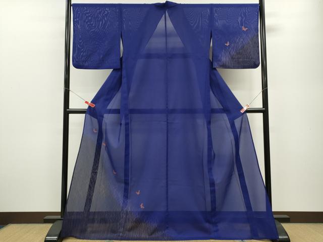 平和屋着物＊夏物　訪問着　絽　草木舞蝶文　暈し染め　金彩　洗える着物　CABB2097ze