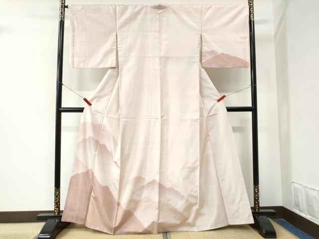 平和屋着物●訪問着　紬地　遠山文　正絹　逸品　CABB4001yc