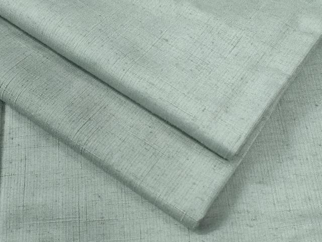 平和屋着物●結城紬　色無地　青白橡色　正絹　逸品　CABB4019yc