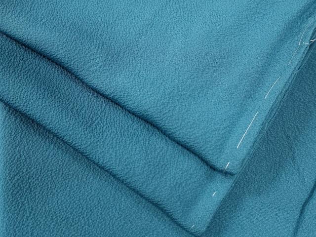 平和屋着物●上質な色無地　縹色　鬼しぼ縮緬　正絹　逸品　未使用　CABB4020yc