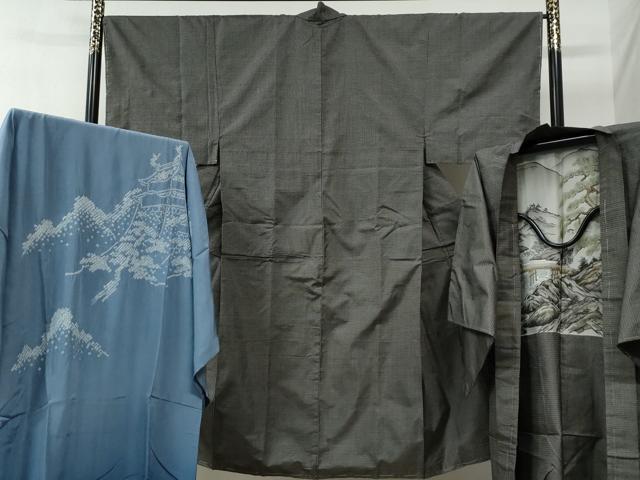 平和屋着物●男性　本場大島紬　アンサンブル・長襦袢セット　80亀甲　総詰め　正絹　逸品　CABB4048yc