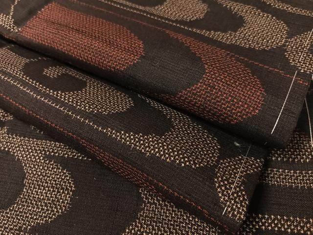 平和屋着物●上質な紬　光琳水　黒地　正絹　逸品　未使用　CABB4808vp