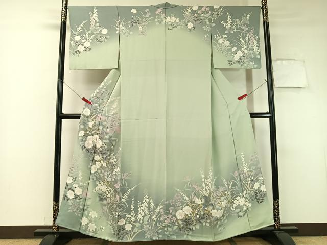 平和屋着物●訪問着　草花文　暈し染め　金彩　正絹　逸品　CABB4822vp