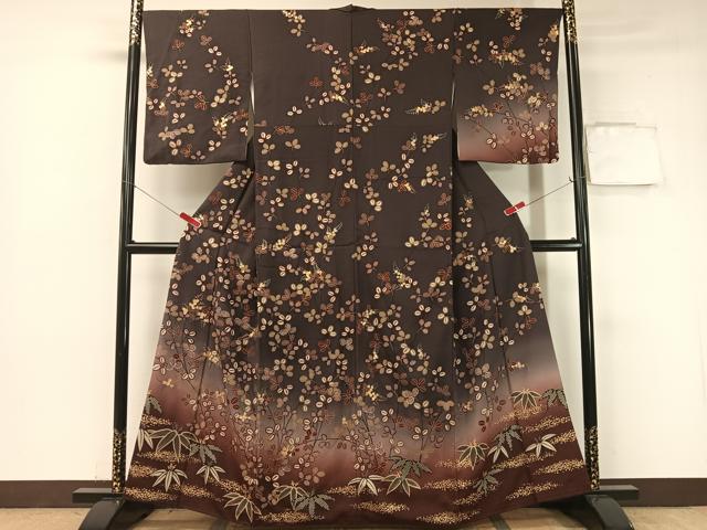 平和屋着物●訪問着　萩笹文　暈し染め　金彩　正絹　逸品　CABB4835vp