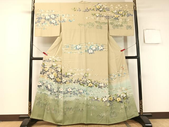 平和屋着物●訪問着　友禅　作家物　花松葉　暈し染め　正絹　逸品　CABB4842vp