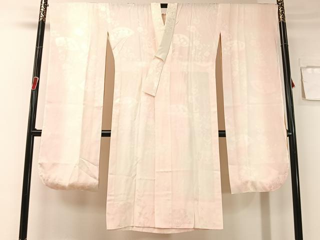 平和屋着物●振袖用長襦袢　無双仕立て　流水扇面花地紋　暈し染め　京都きもの友禅扱い　半衿刺繍　正絹　逸品　CABB4861vp