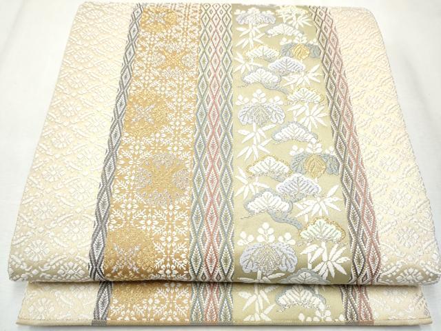 平和屋着物●六通柄袋帯　唐織　御倉唐組　舞葉間道　金銀糸　正絹　逸品　CABB5611hy