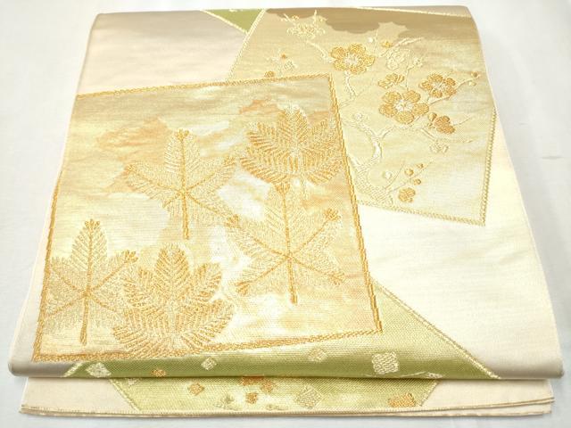 平和屋着物●西陣　川島織物　六通柄　本袋帯　色紙重ね草花文　金糸　正絹　逸品　CABB5623hy