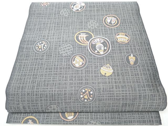 平和屋着物●太鼓柄袋帯　吉祥丸文　金糸　正絹　逸品　CABB5627hy