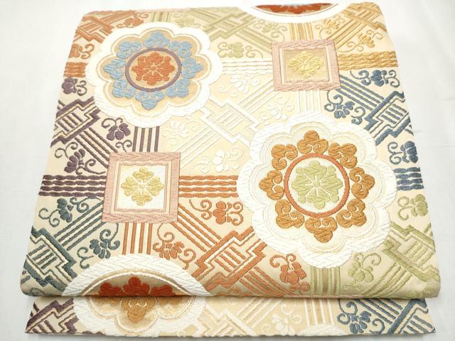 平和屋着物●六通柄袋帯　唐織　花丸文　金糸　正絹　逸品　CABB5651hy