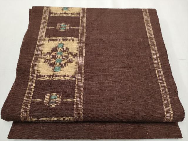 平和屋着物●八寸名古屋帯　紬地　幾何学文様　正絹　逸品　CABB5656hy