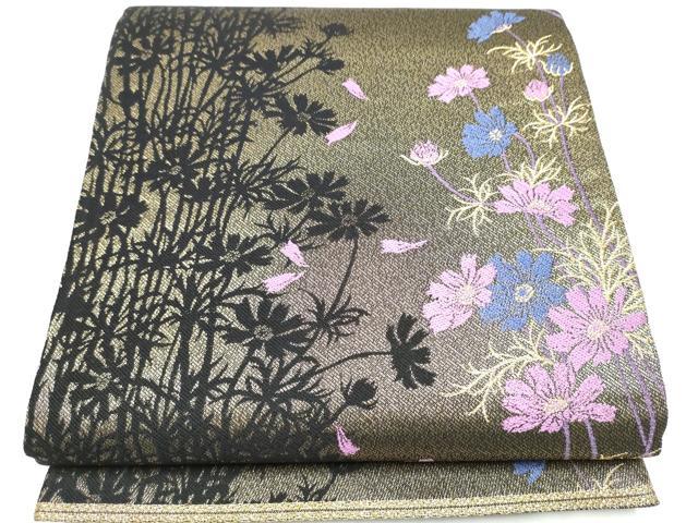 平和屋着物●巨匠　前田華清　手描き 六通柄袋帯　唐織　枝花文　金糸　正絹　逸品　CABB5705hy