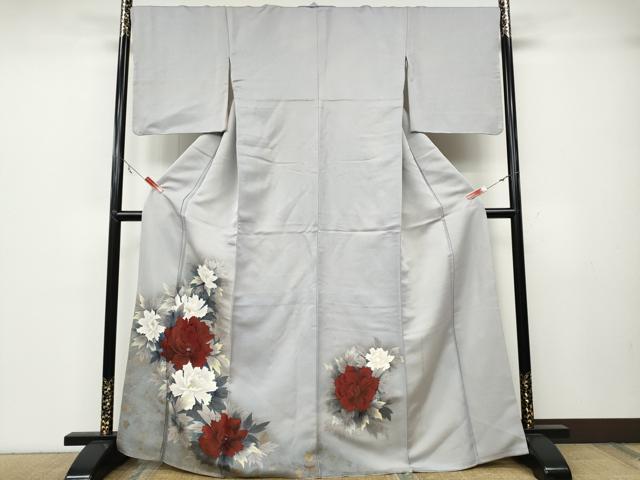 平和屋着物●訪問着　手描き　舞花文　金通し地　正絹　逸品　CABB6001ut