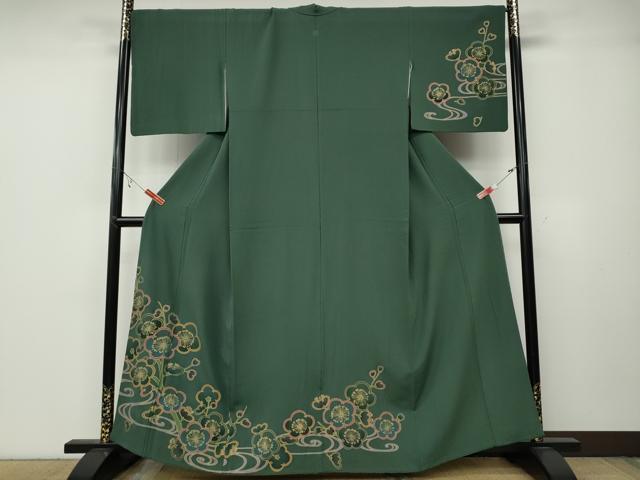 平和屋着物●訪問着　流水枝梅文　金彩　正絹　逸品　CABB6069ut