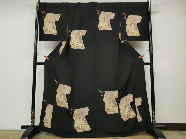 平和屋着物●創業460年・千總　訪問着　誰が袖花文　黒地　金彩　正絹　逸品　CABB6096ut