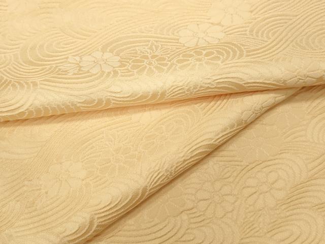 平和屋着物●上質な色無地　立波舞花地紋　雄黄色　正絹　逸品　CABB6100ut