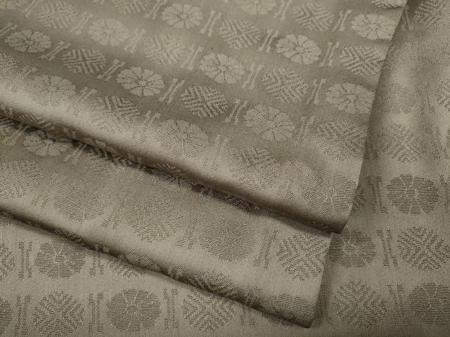 平和屋着物●上質なお召　吉祥花地紋　胡桃染色　正絹　逸品　CABB6101ut