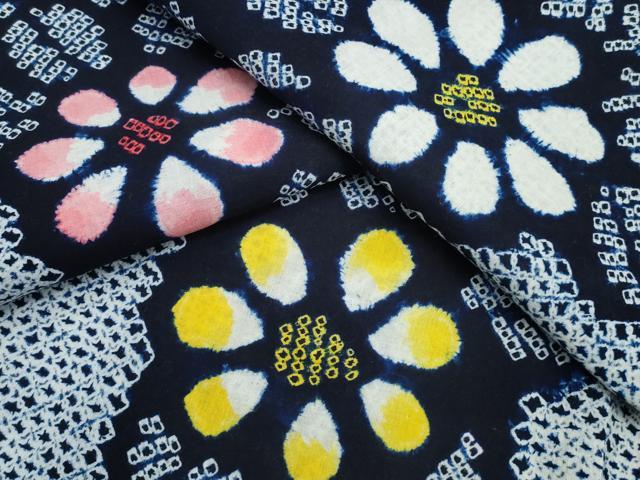 平和屋着物∴夏物　浴衣　有松鳴海絞り　舞花文　綿　逸品　CABB6411ng