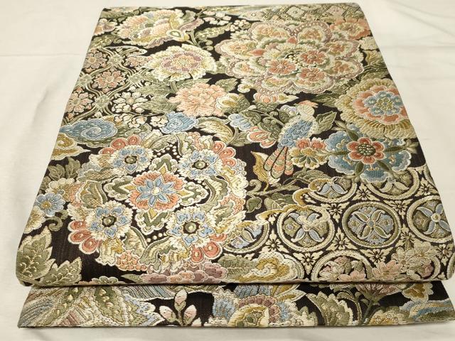 平和屋着物●六通柄袋帯　唐織　更紗雲取華文　金糸　ますいわ屋扱い　正絹　逸品　未使用　CABB7229dy