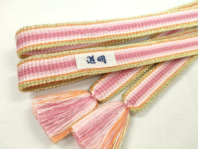 平和屋本店■極上　有職組紐道明　帯締め　鎌倉組　水鏡　紅　金糸　宮内庁御用　国立博物館御用 東京芸術大学御用 逸品 未使用 CXAA0517s5