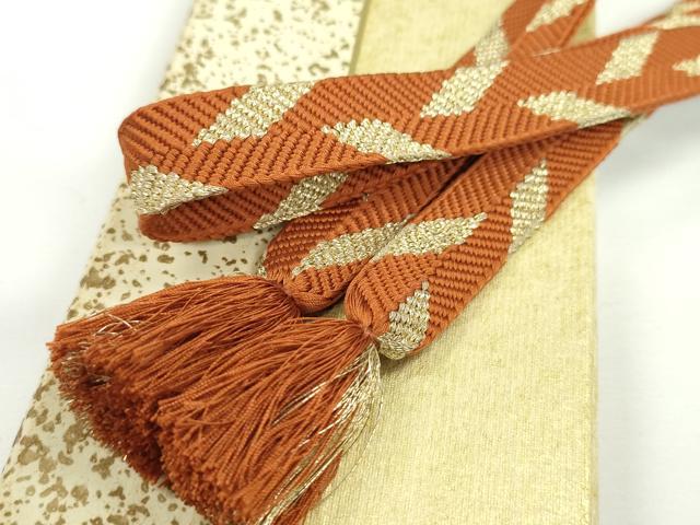 平和屋本店■極上　有職組紐道明　帯締め　笹浪組　代赭色　金糸　宮内庁御用　国立博物館御用　東京芸術大学御用　逸品　CXAA0600s5