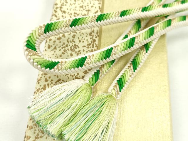 平和屋本店■極上　有職組紐道明　帯締め　奈良組　丸胡蝶　緑　金糸　宮内庁御用　国立博物館御用　東京芸術大学御用　逸品　CXAA0631s5