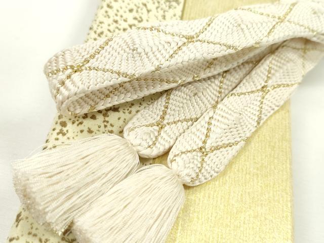 平和屋本店■極上　有職組紐道明　帯締め　唐組　白×金　宮内庁御用　国立博物館御用　東京芸術大学御用　逸品　CXAA0632s5