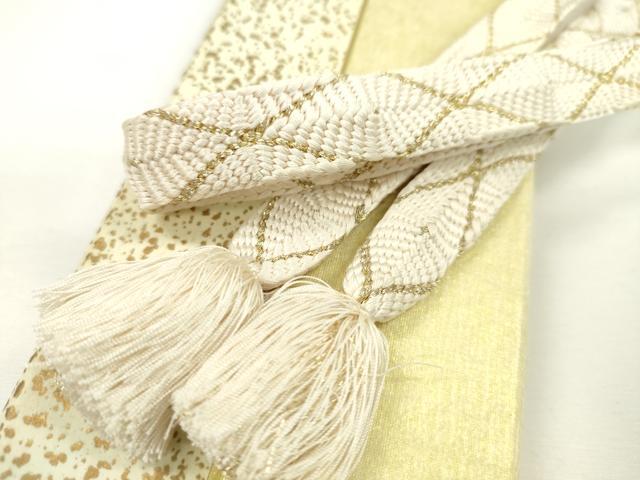 平和屋本店■極上　有職組紐道明　帯締め　唐組　白×金　宮内庁御用　国立博物館御用　東京芸術大学御用　逸品　CXAA0633s5